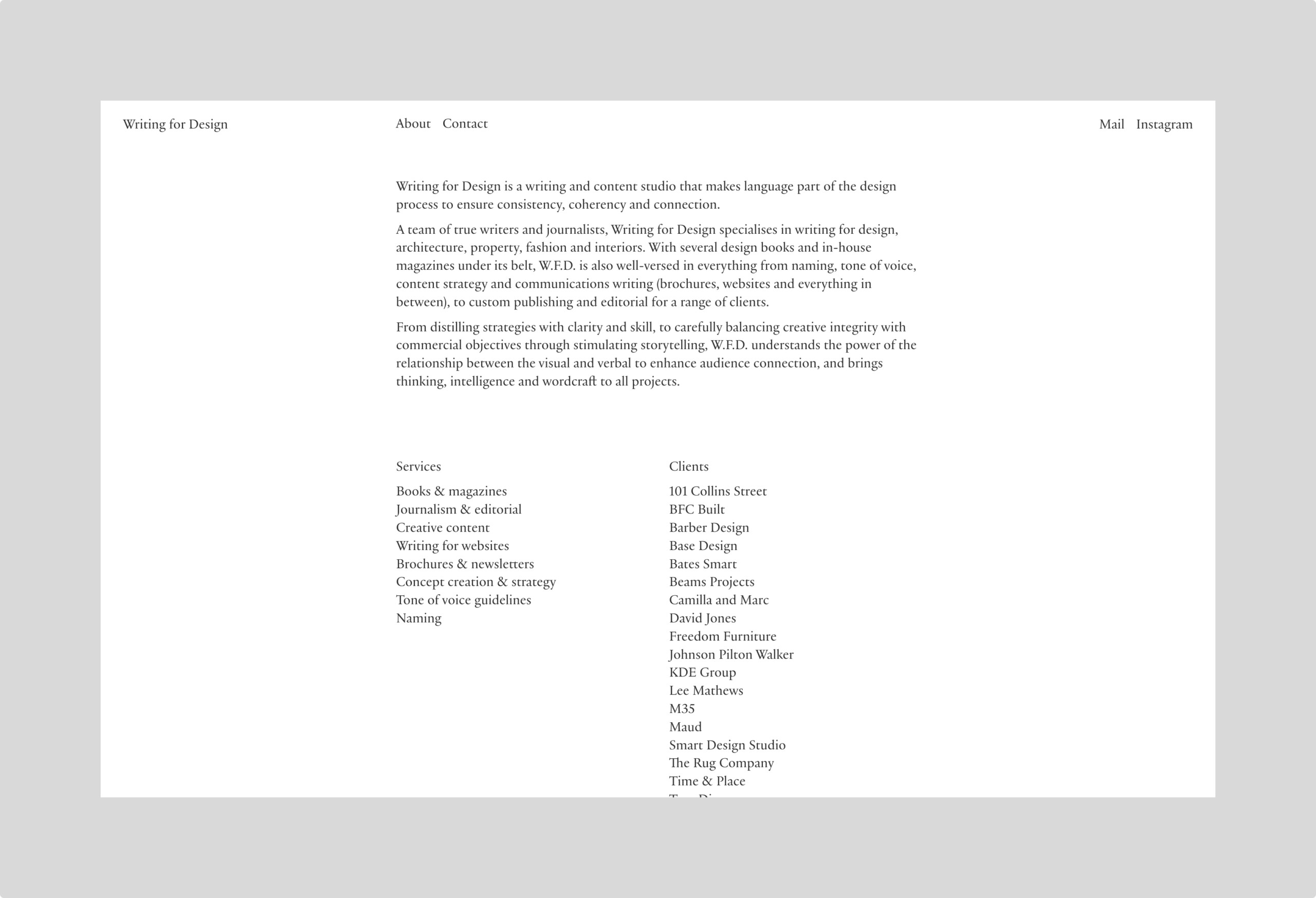 Writing for Design - Standard Projects